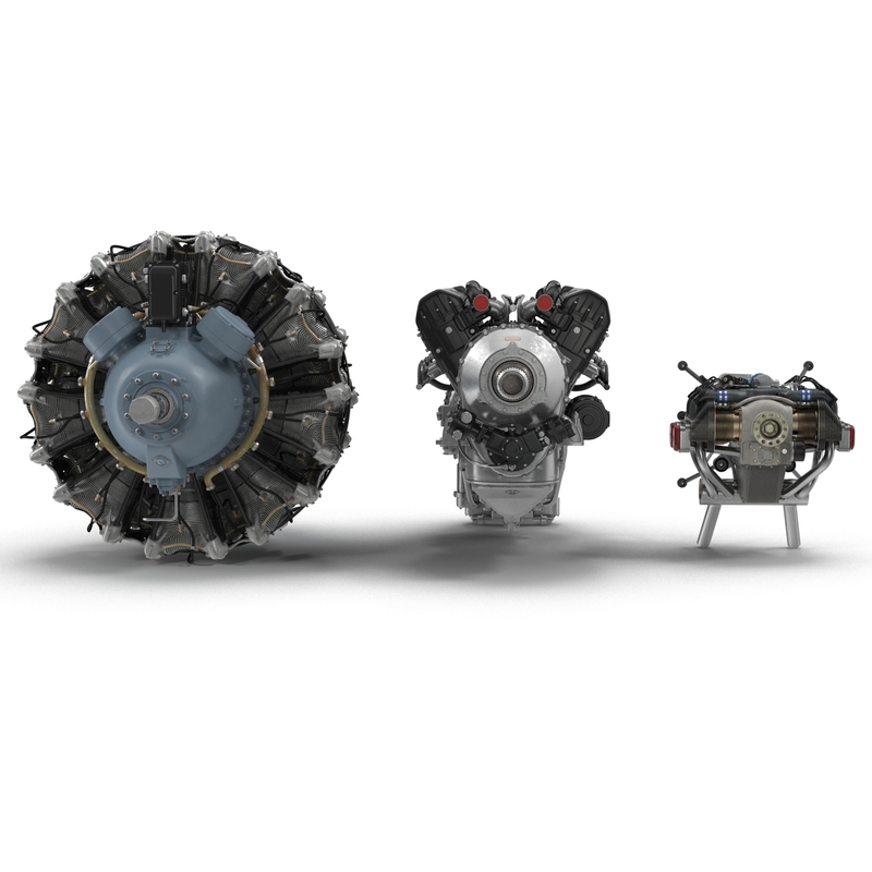 piston aircraft engines 2 3d model