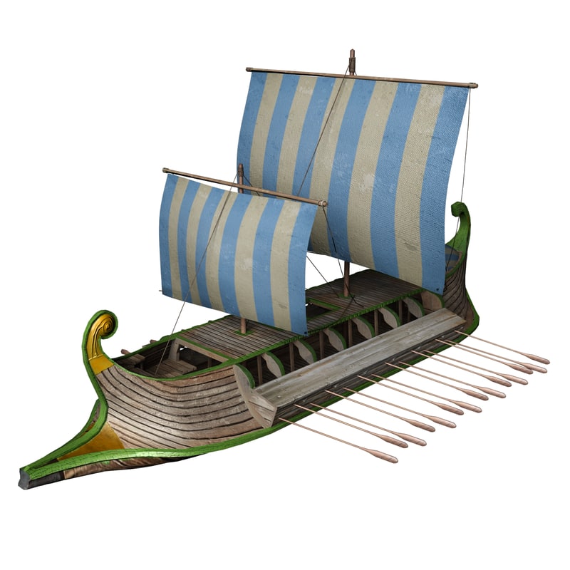 greek roman trireme obj