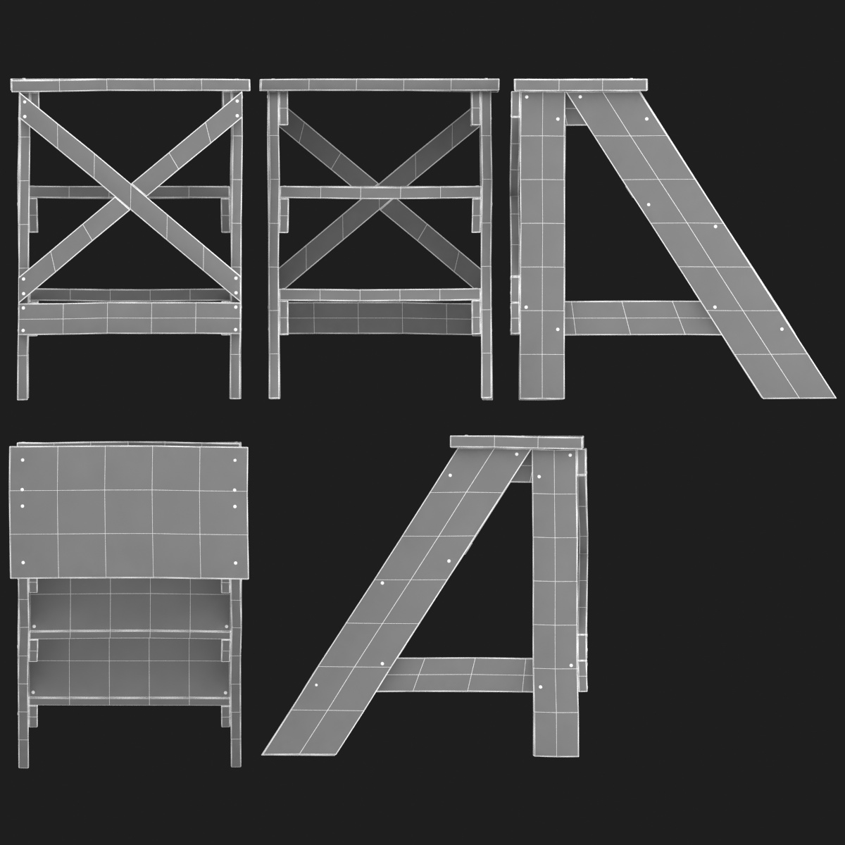 realistic antique ladder pink 3d 3ds