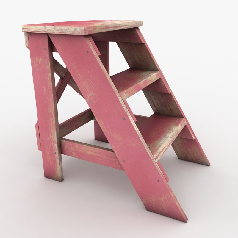 realistic antique ladder pink 3d 3ds