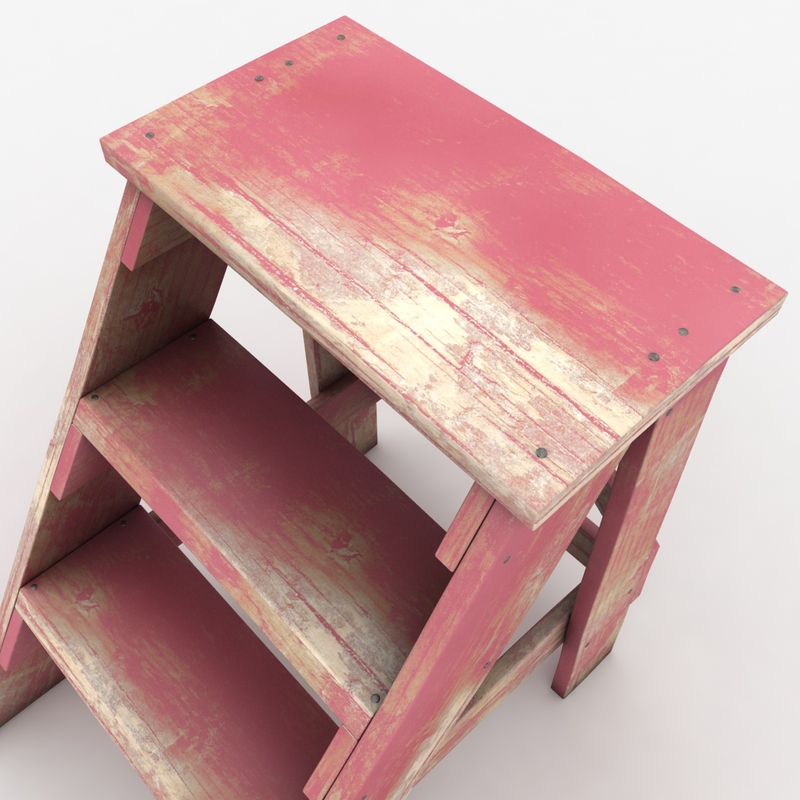 realistic antique ladder pink 3d 3ds