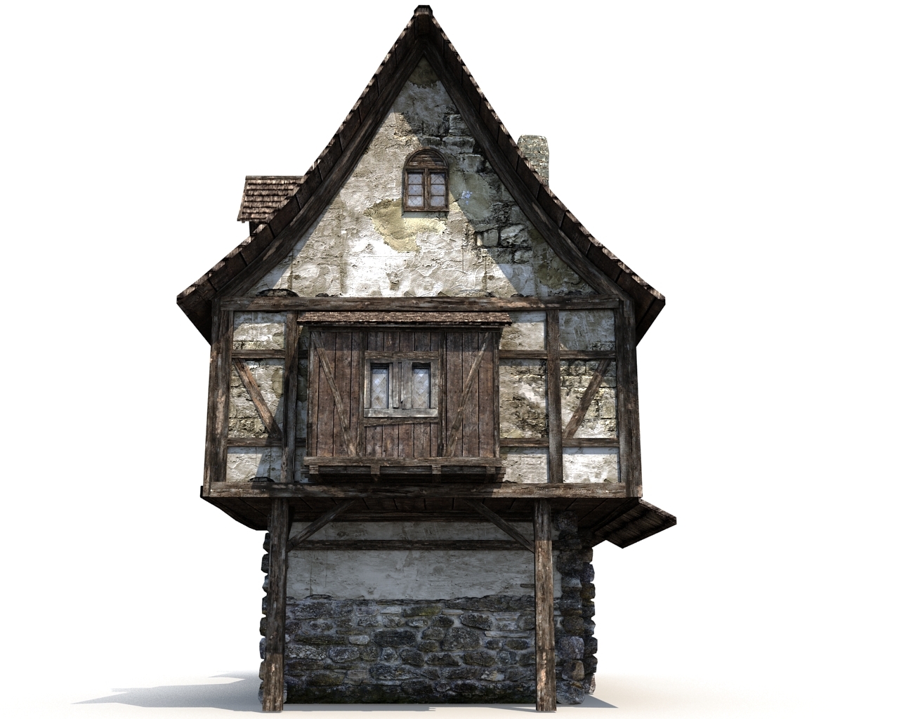 3d model 2 medieval houses