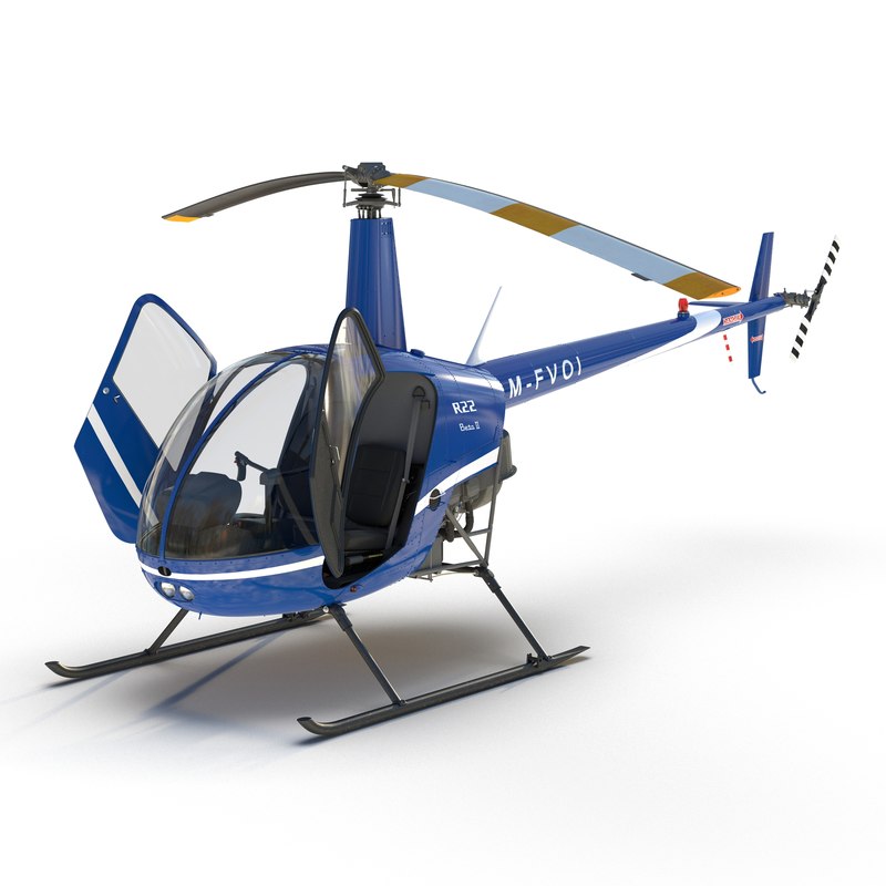 helicopter robinson r22 rigged 3d max