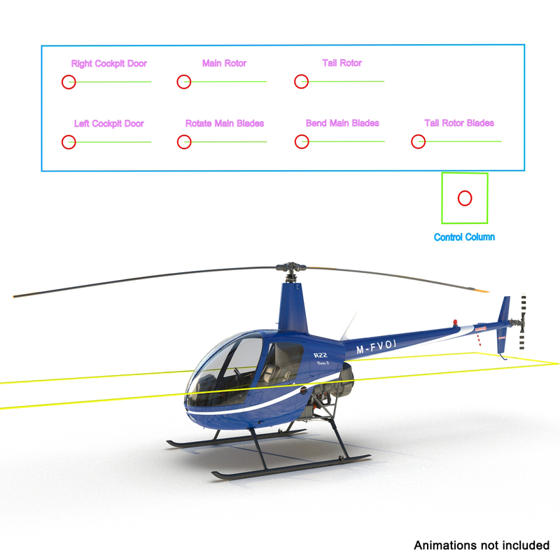 helicopter robinson r22 rigged 3d max