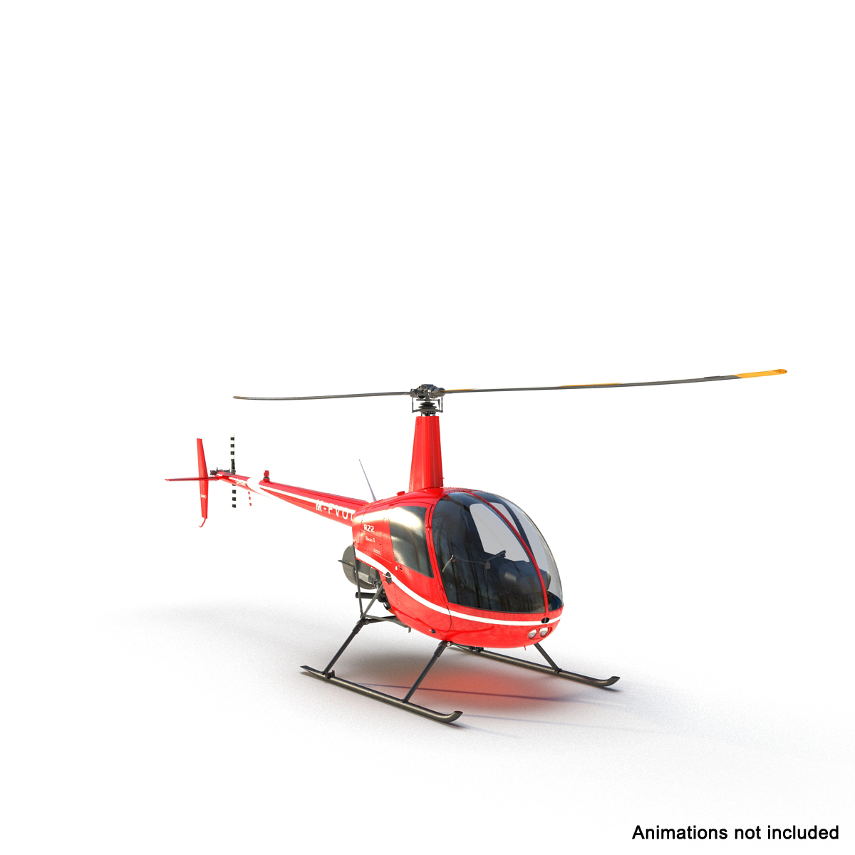3d helicopter robinson r22 rigged model