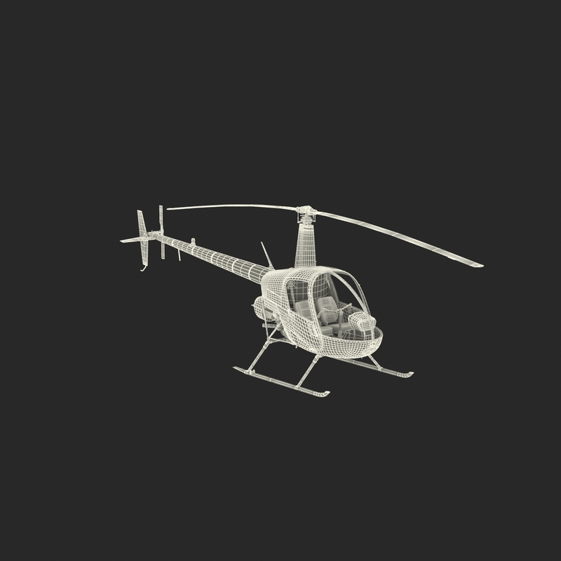 helicopter robinson r22 yellow 3d model