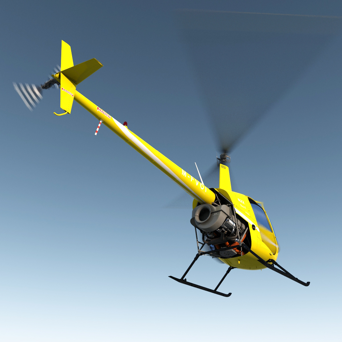 helicopter robinson r22 yellow 3d model