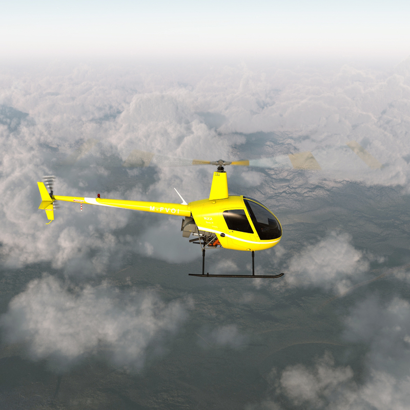 helicopter robinson r22 yellow 3d model