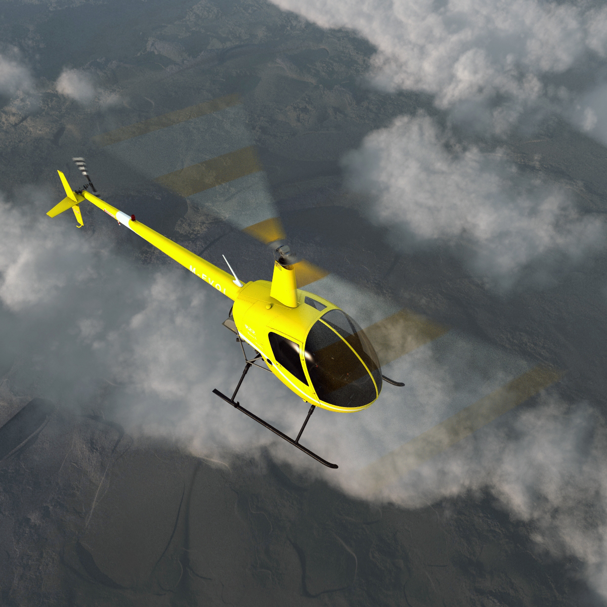 helicopter robinson r22 yellow 3d model