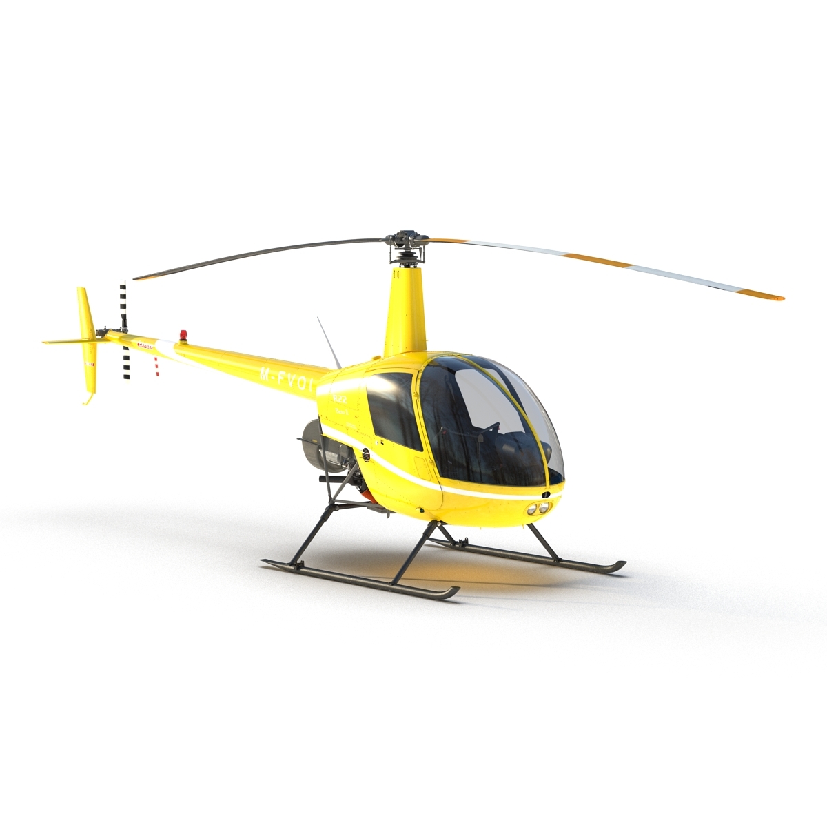 helicopter robinson r22 yellow 3d model
