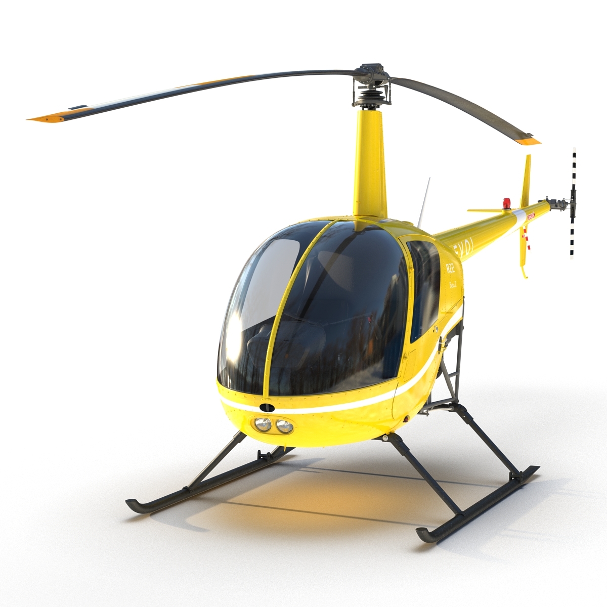 helicopter robinson r22 yellow 3d model