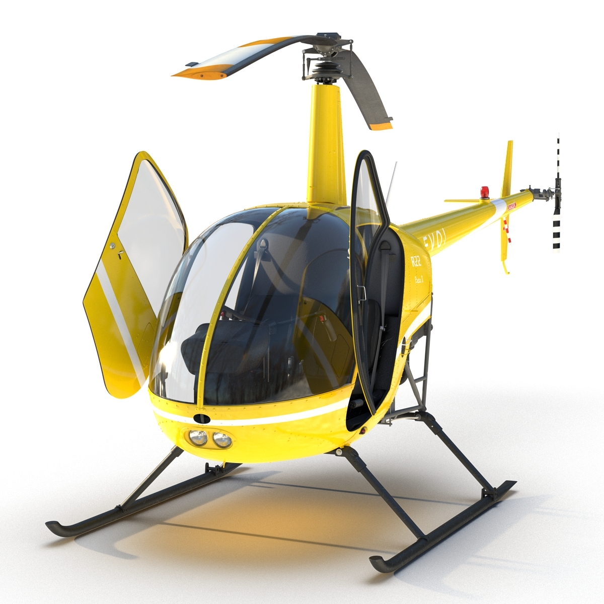 helicopter robinson r22 yellow 3d model