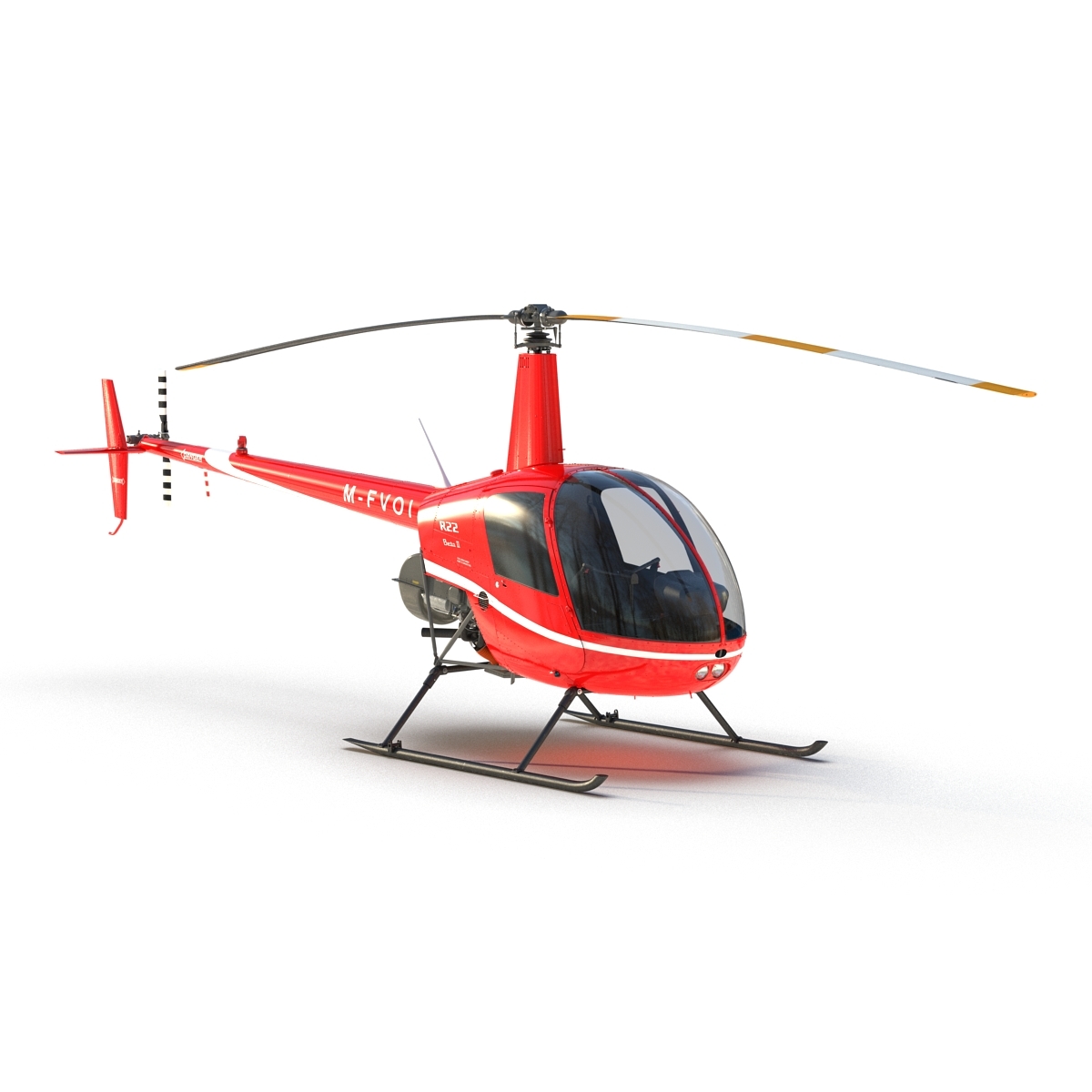 3d helicopter robinson r22 rigged model