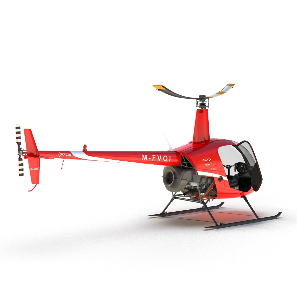3d helicopter robinson r22 rigged model
