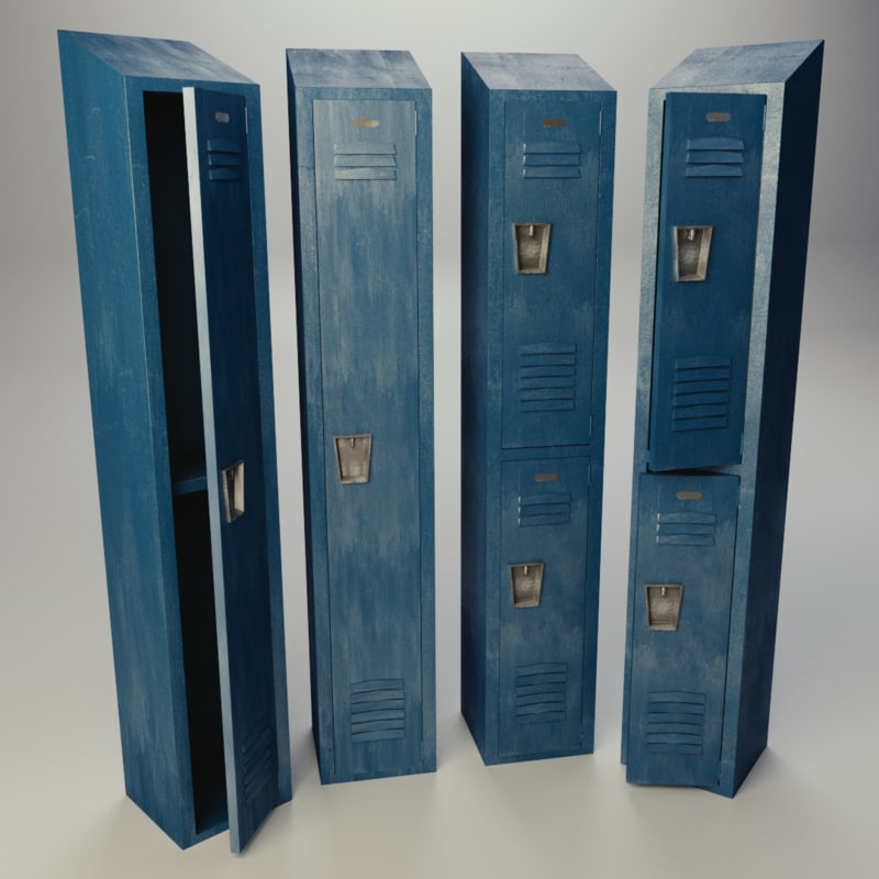 tall locker old 3d model