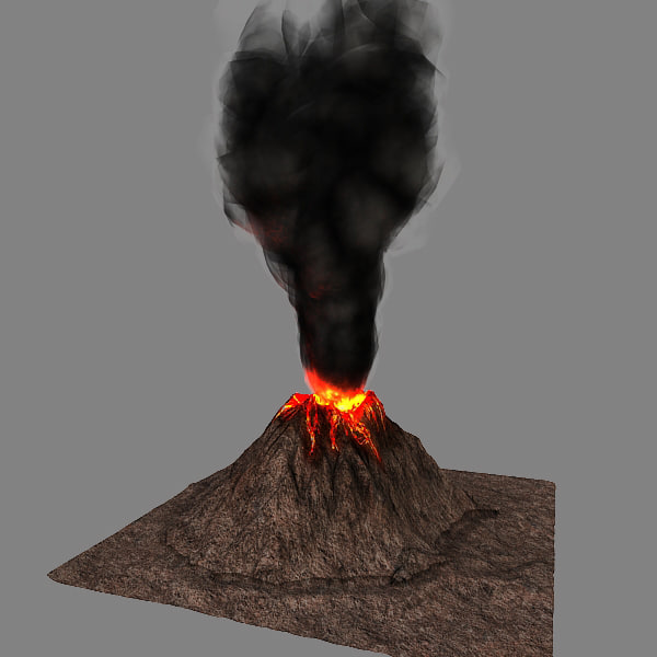 3d volcanoes mountains model