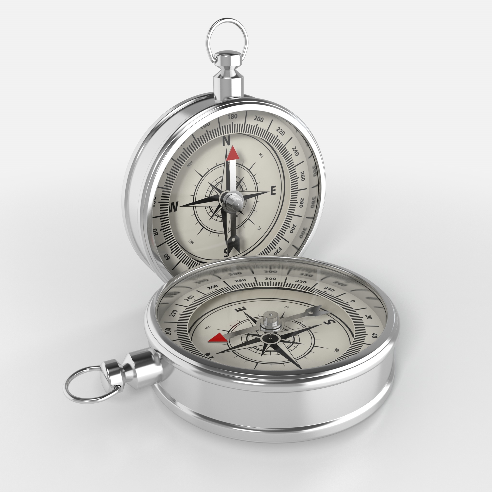 silver compass 3d model