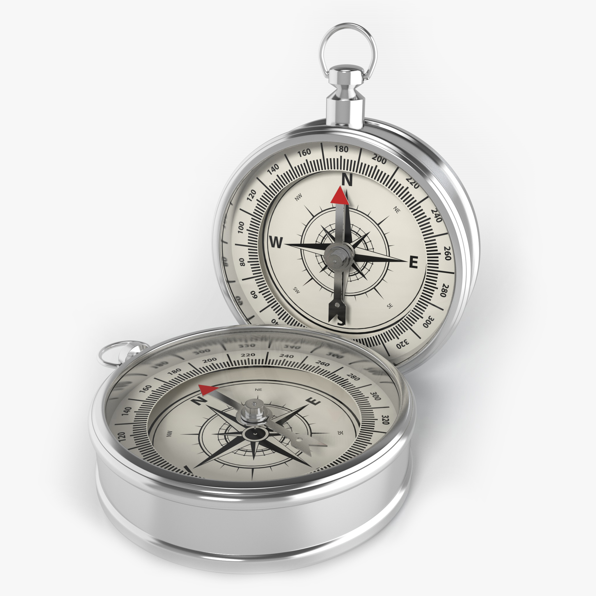 silver compass 3d model