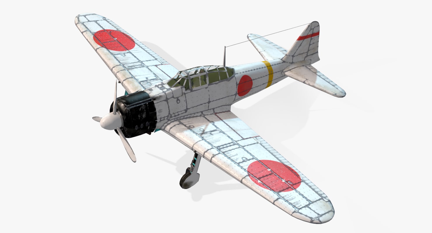 aircraft a6m2 zero real-time 3d max