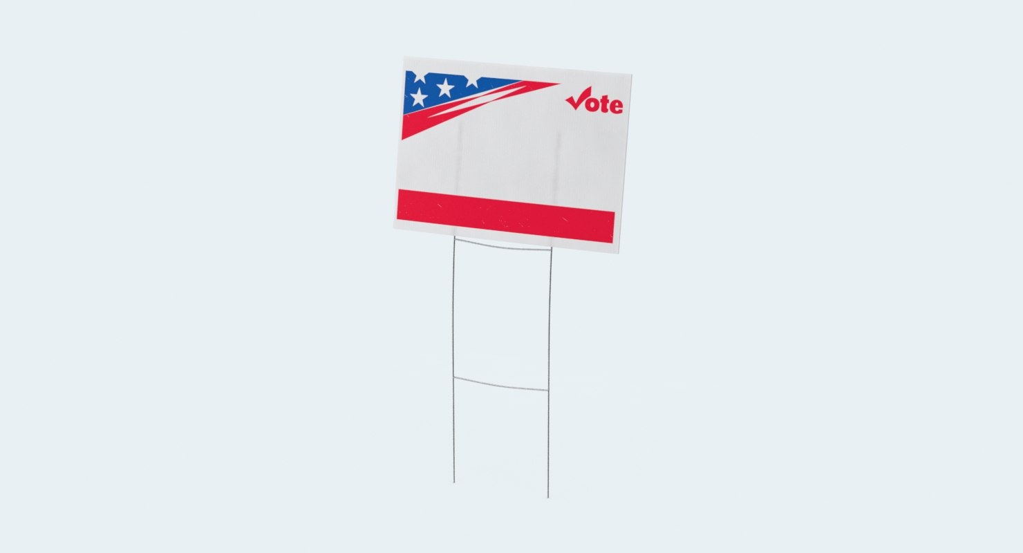 white yard sign 3d model