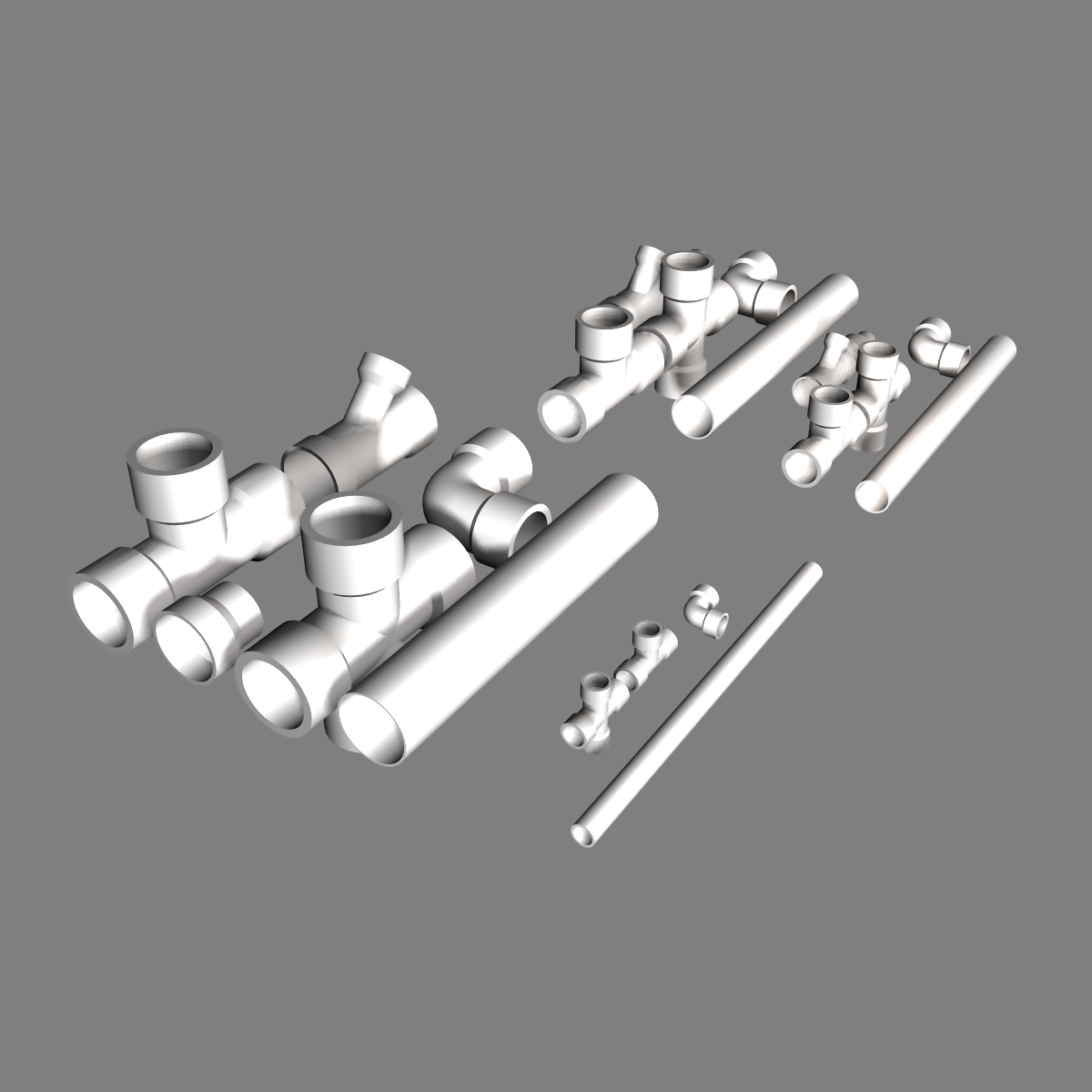 pvc water pipes 3d model