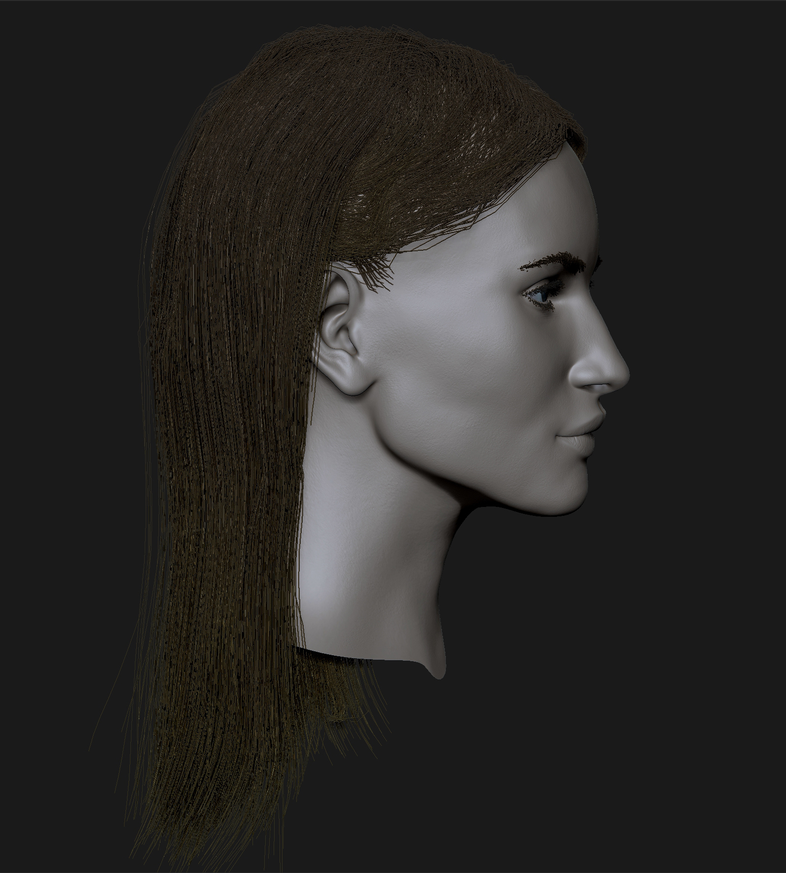 cute girl head 3d obj