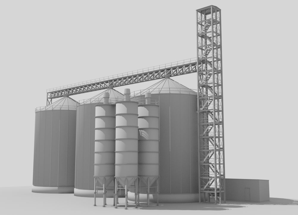 industrial silos 3d model