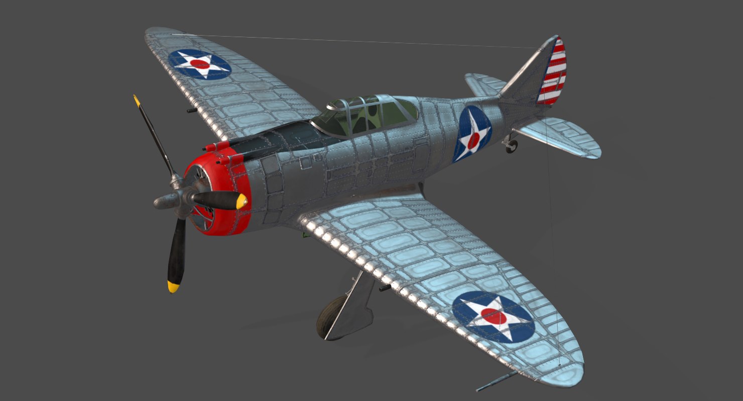 aircraft p-43 lancer real-time 3d model