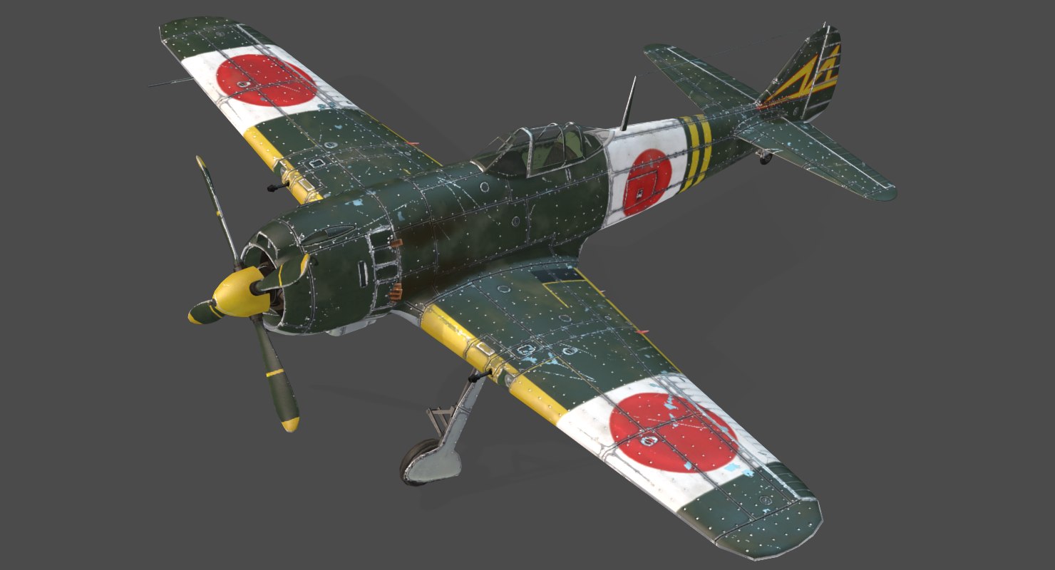 aircraft nakajima ki-84 hayate 3d max