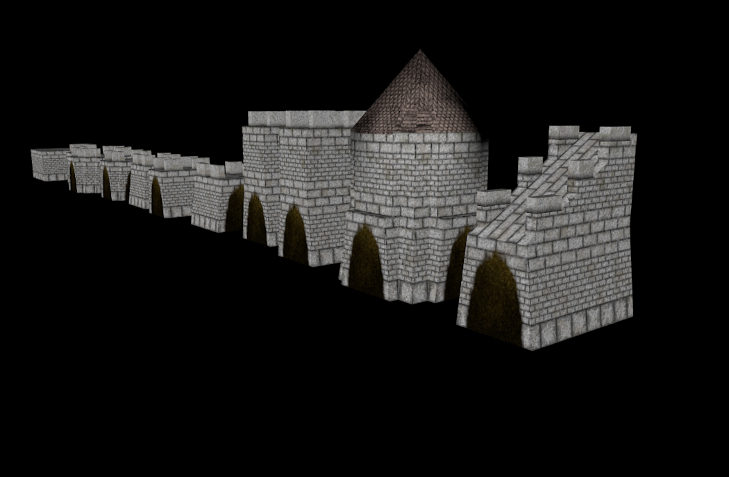 set medieval walls 3d x