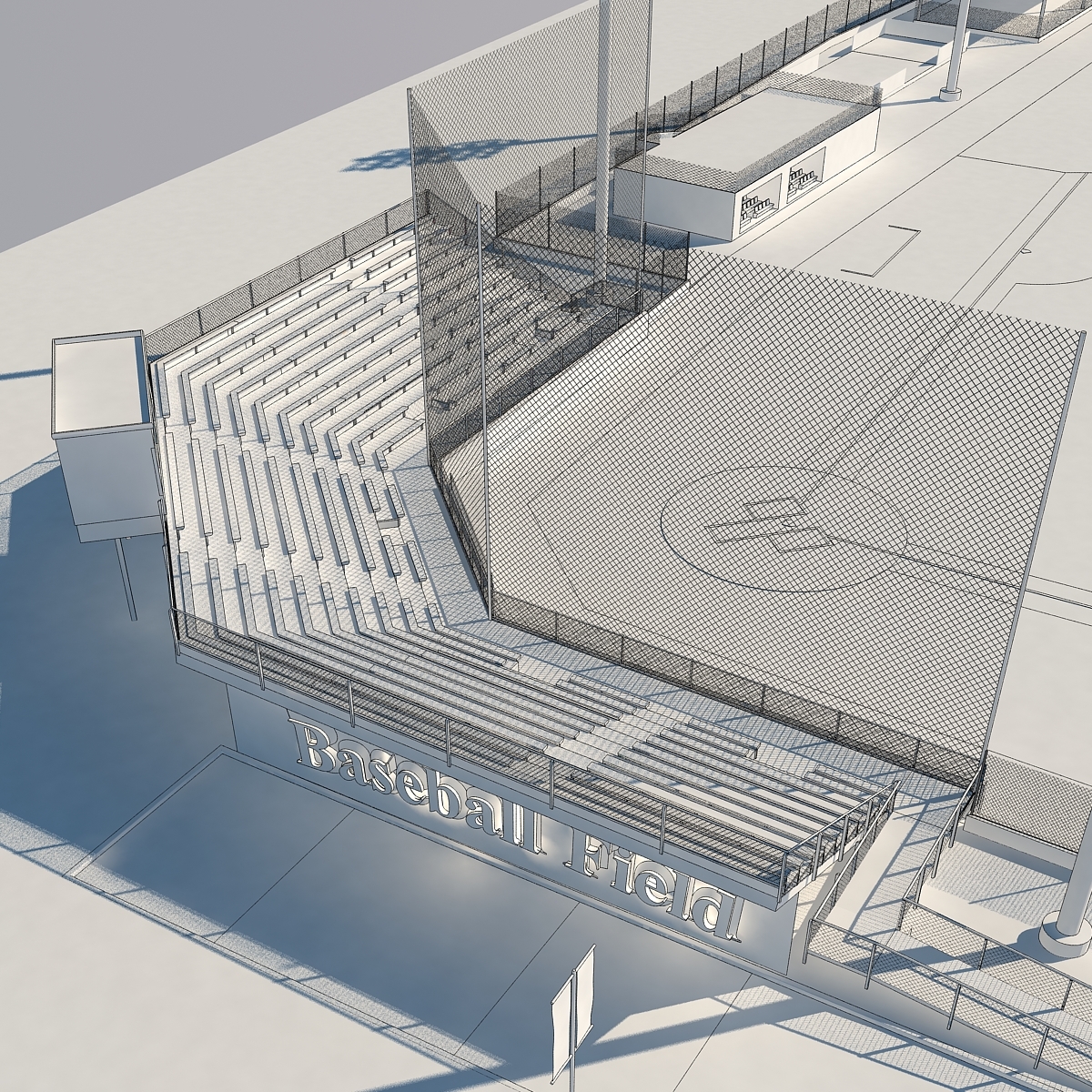 3d university baseball field model