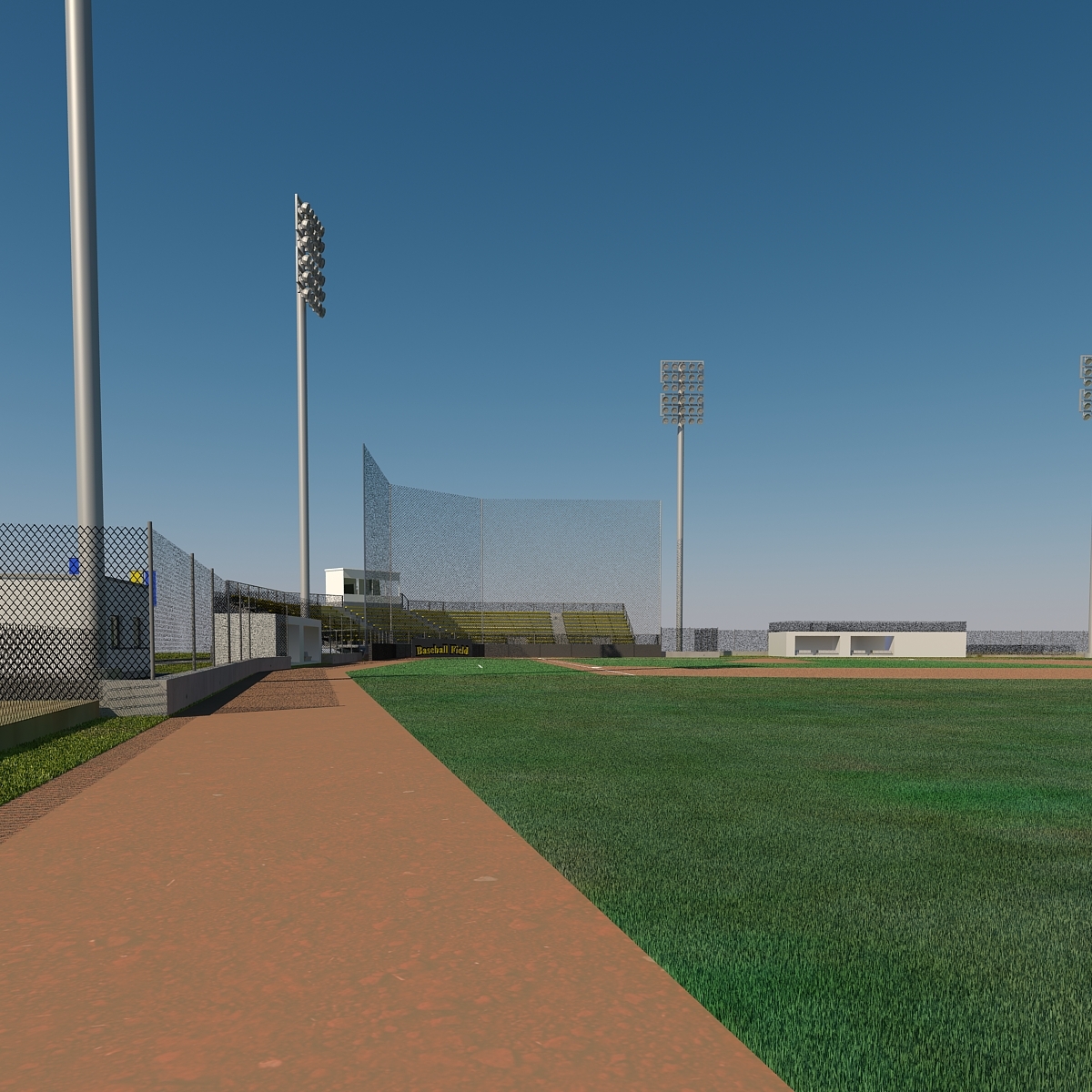 3d university baseball field model