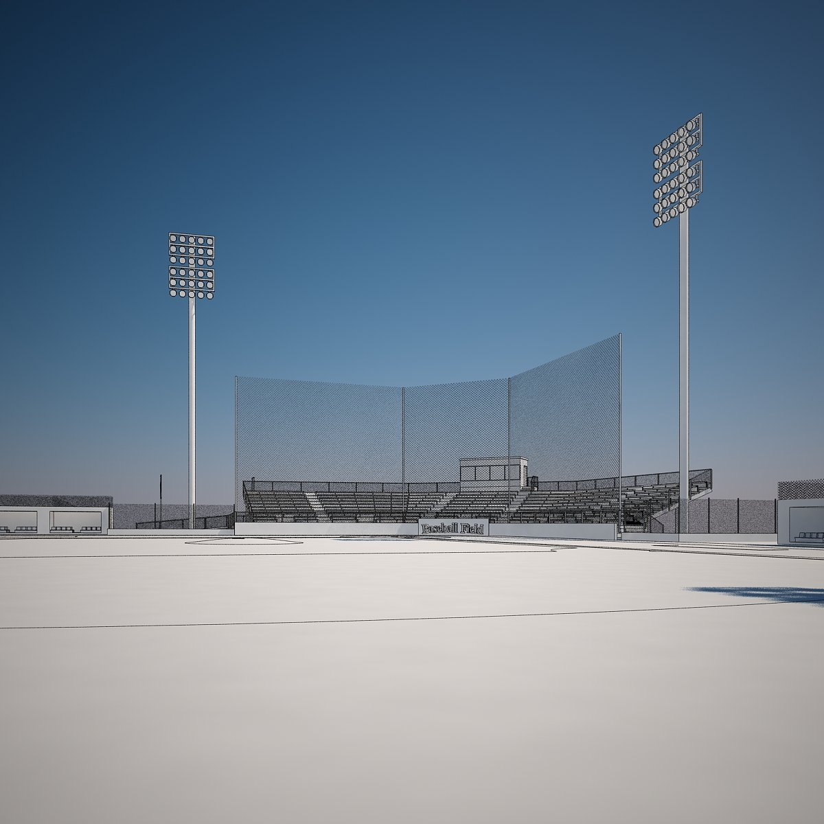 3d university baseball field model
