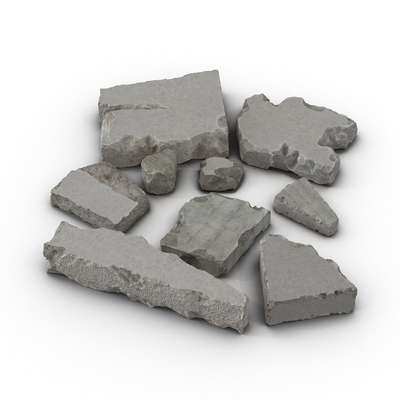 3d concrete chunks set model