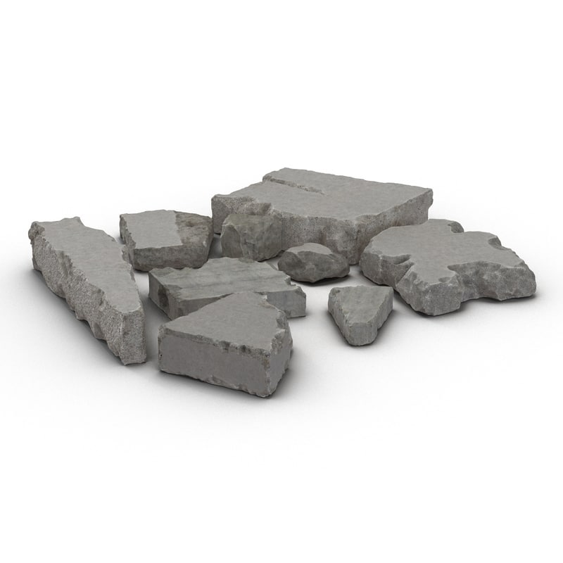 3d concrete chunks set model
