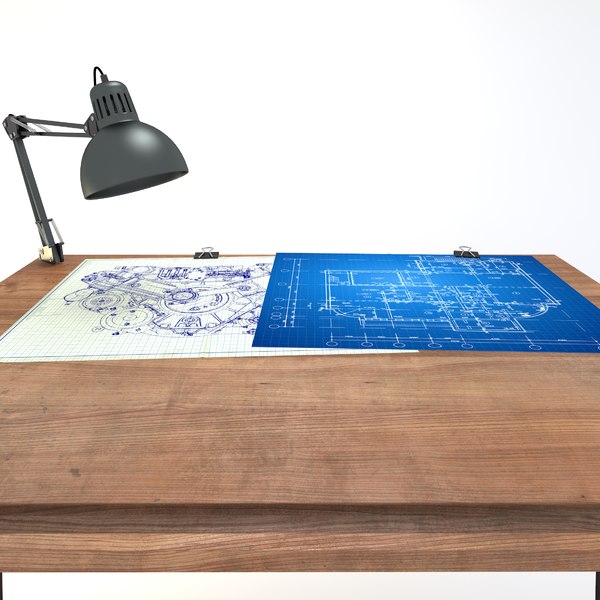retro blueprint desk lamp 3d max