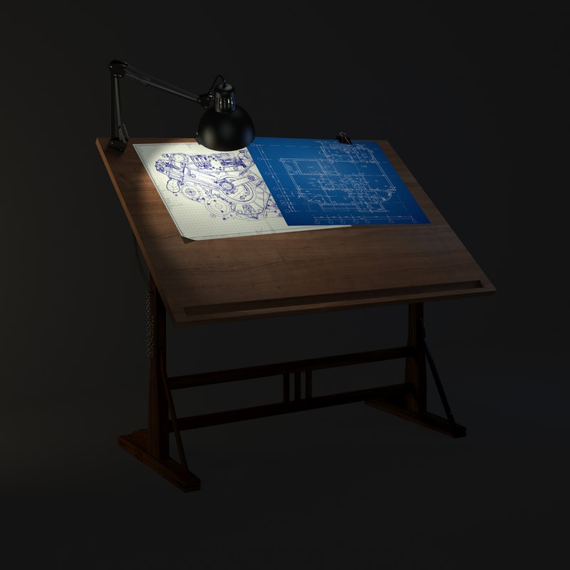 retro blueprint desk lamp 3d max