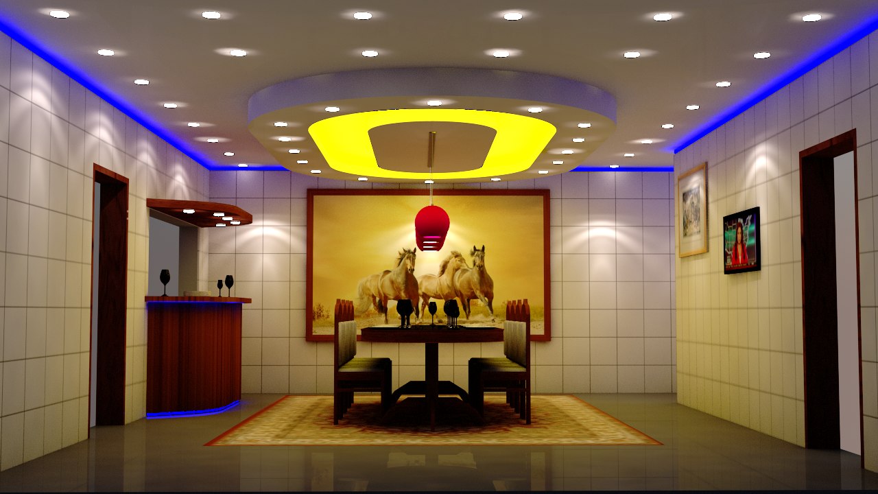 3d dining hall lighting