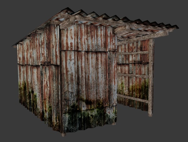 3d 3ds old metal shack