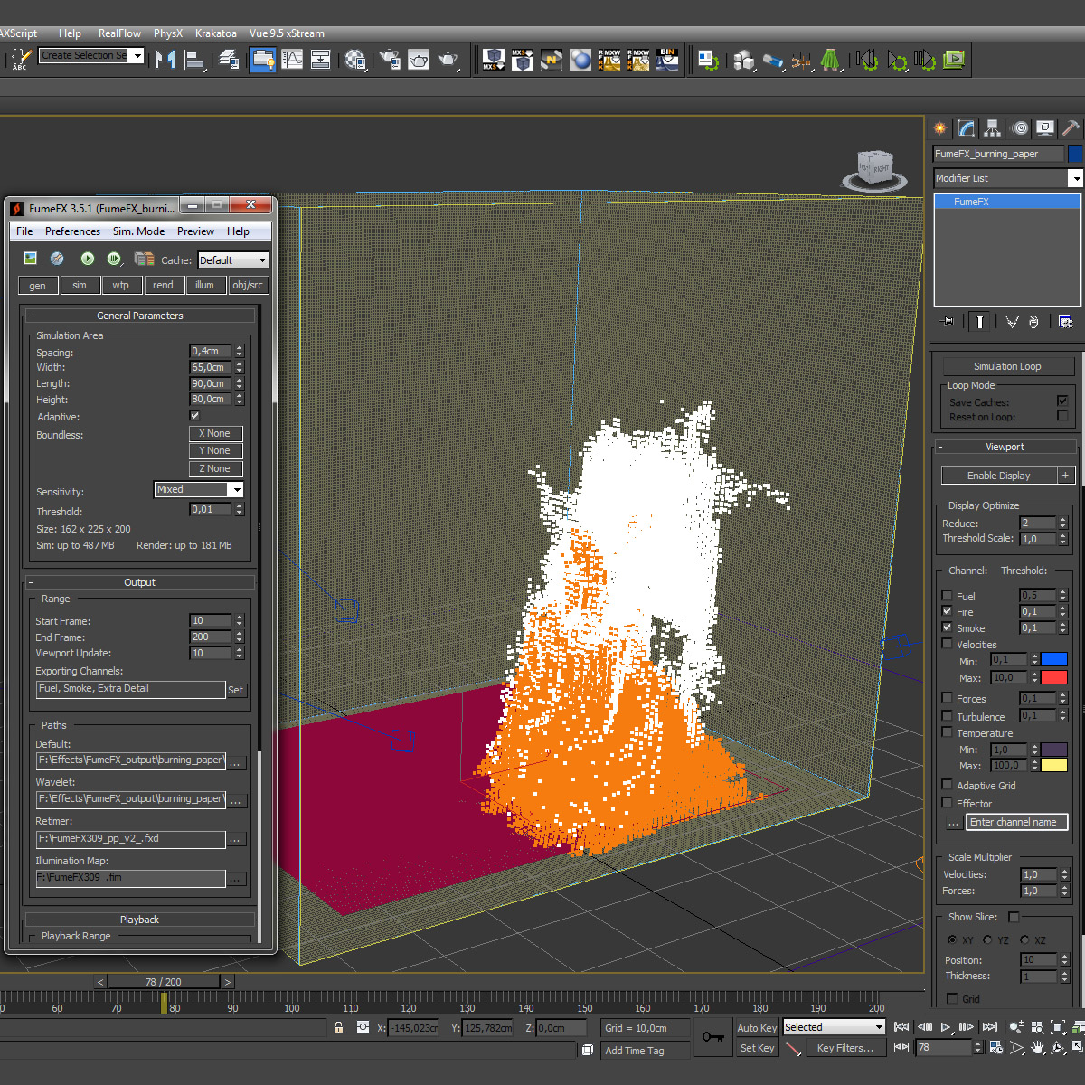 3d model of fumefx burning paper
