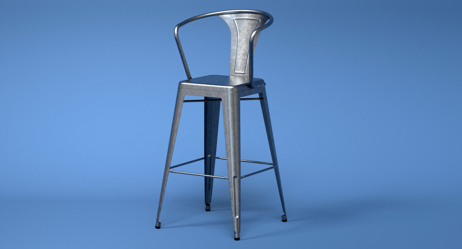 3d model vintage metal bar stool