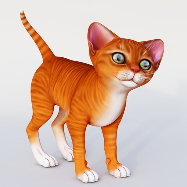 realistic red cat fur 3d model