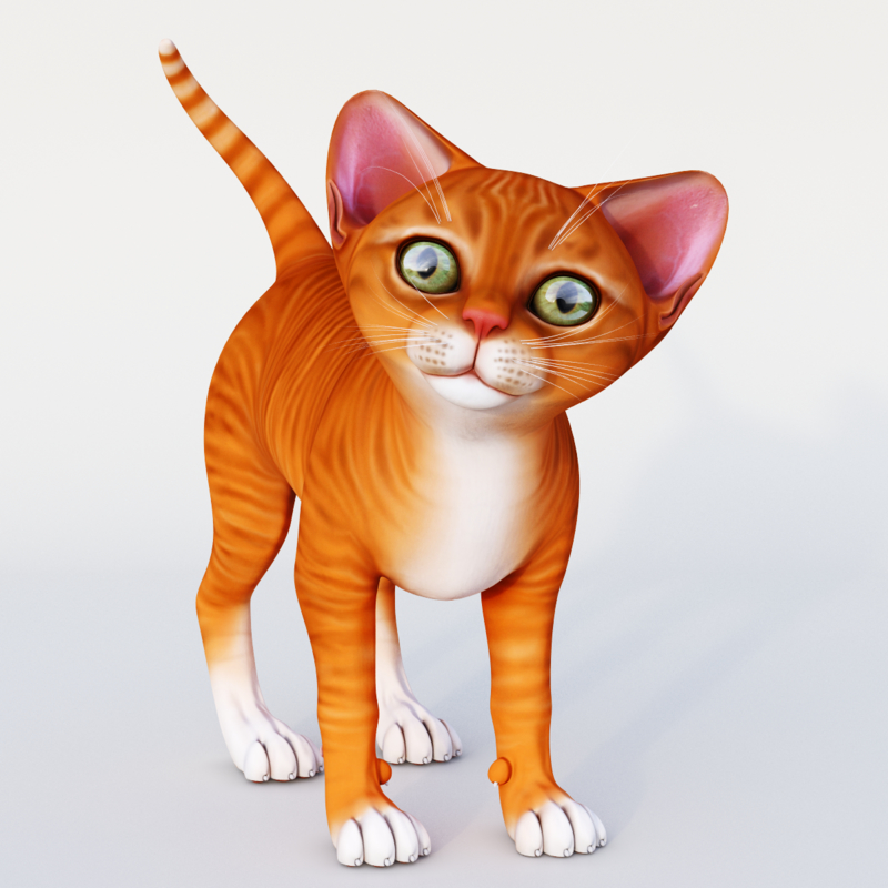 realistic red cat fur 3d model