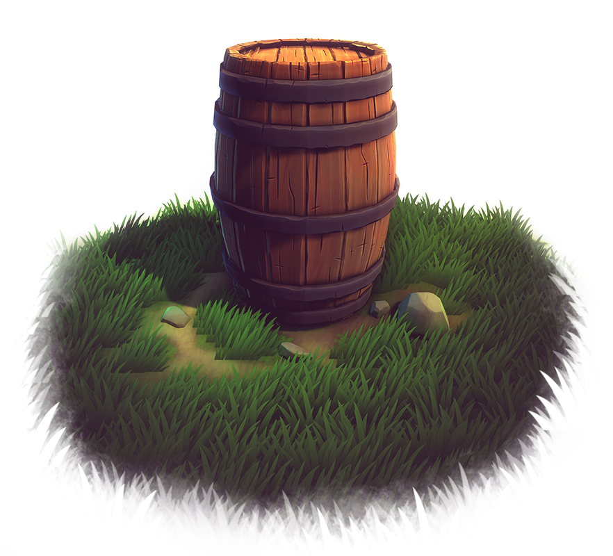 3d stylized crate barrel