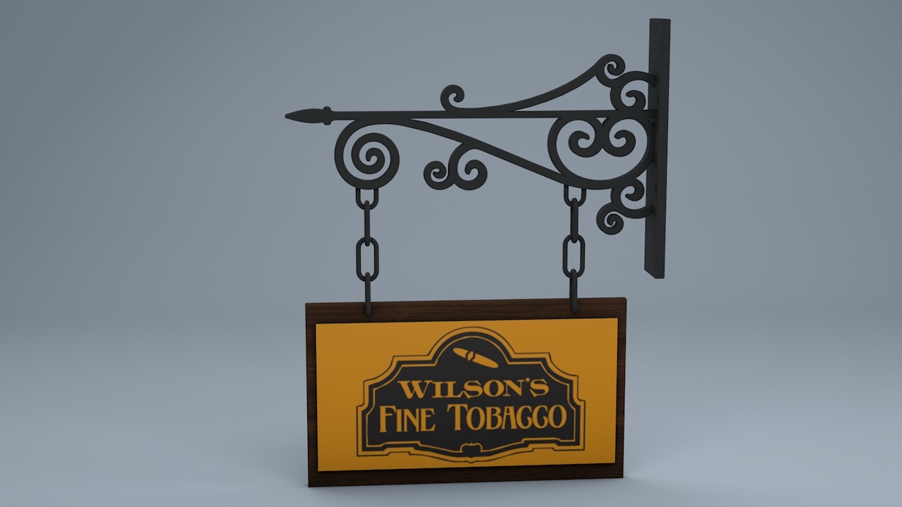 3d model hanging sign