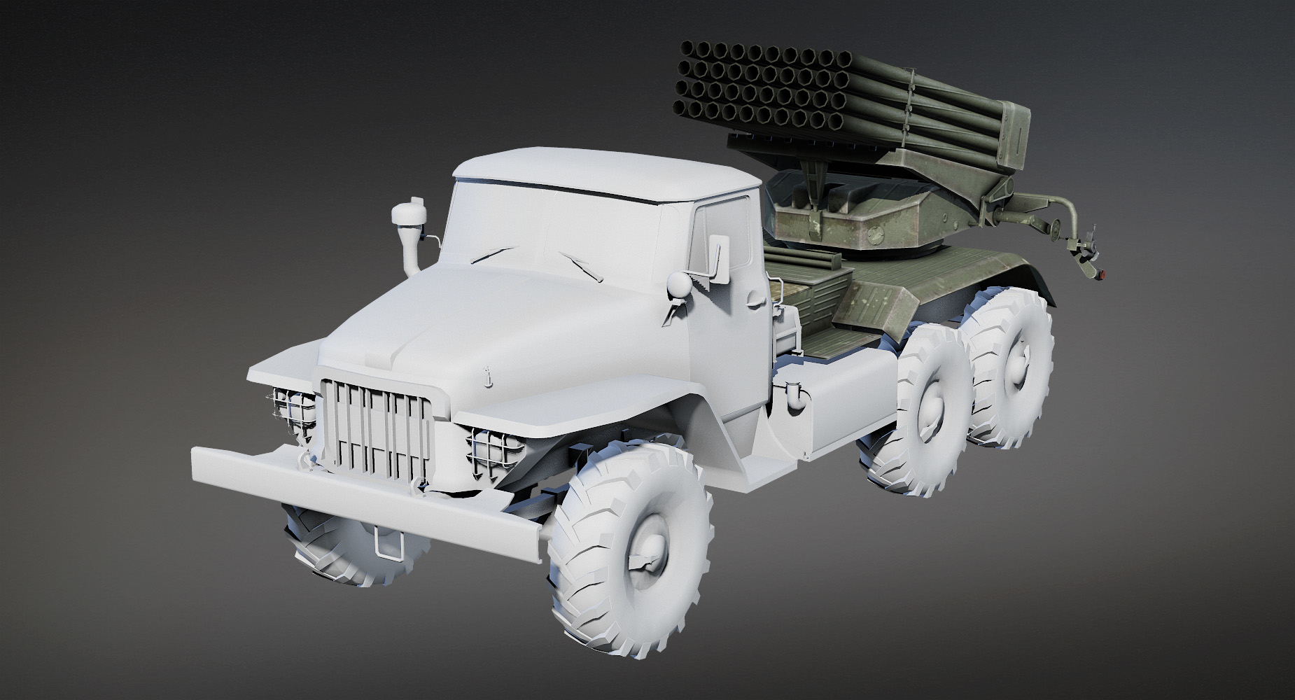 low-poly grad rocket launcher 3d max