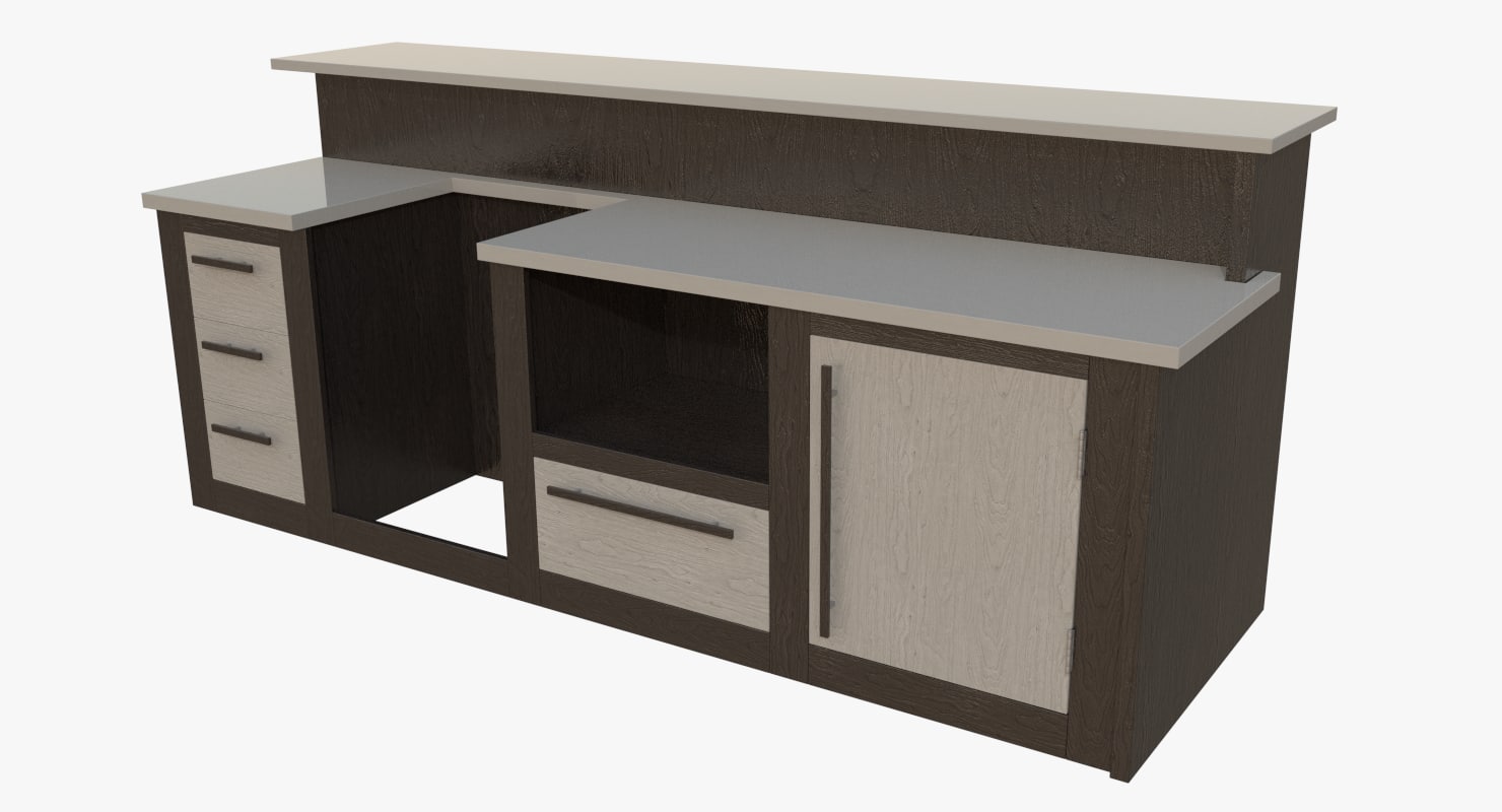 3d model interactive kitchen bar counter