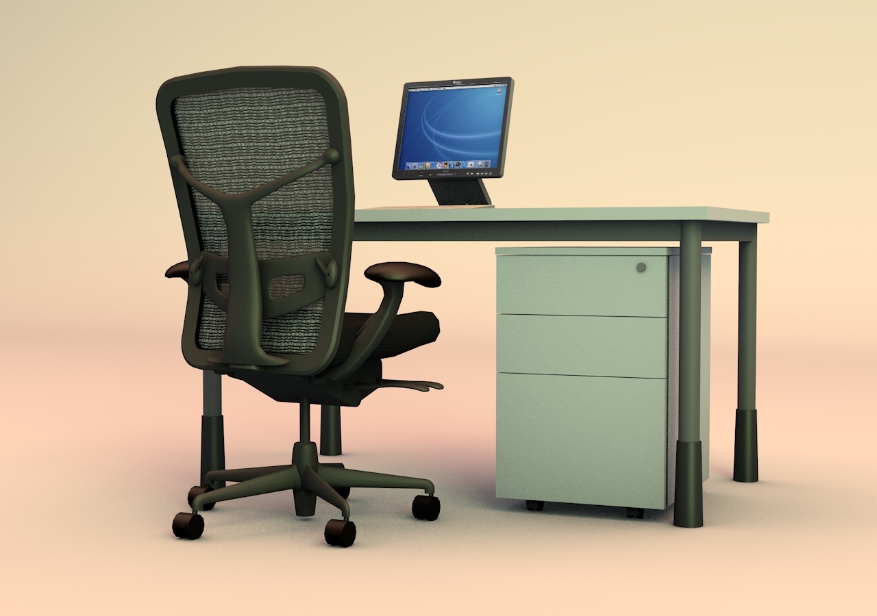 office workstation 3d c4d