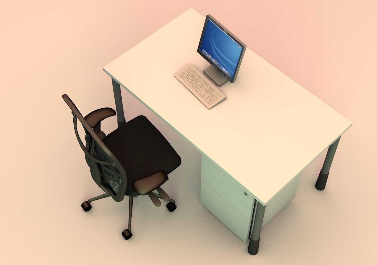 office workstation 3d c4d