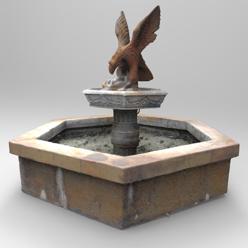 pond statue water fountain obj